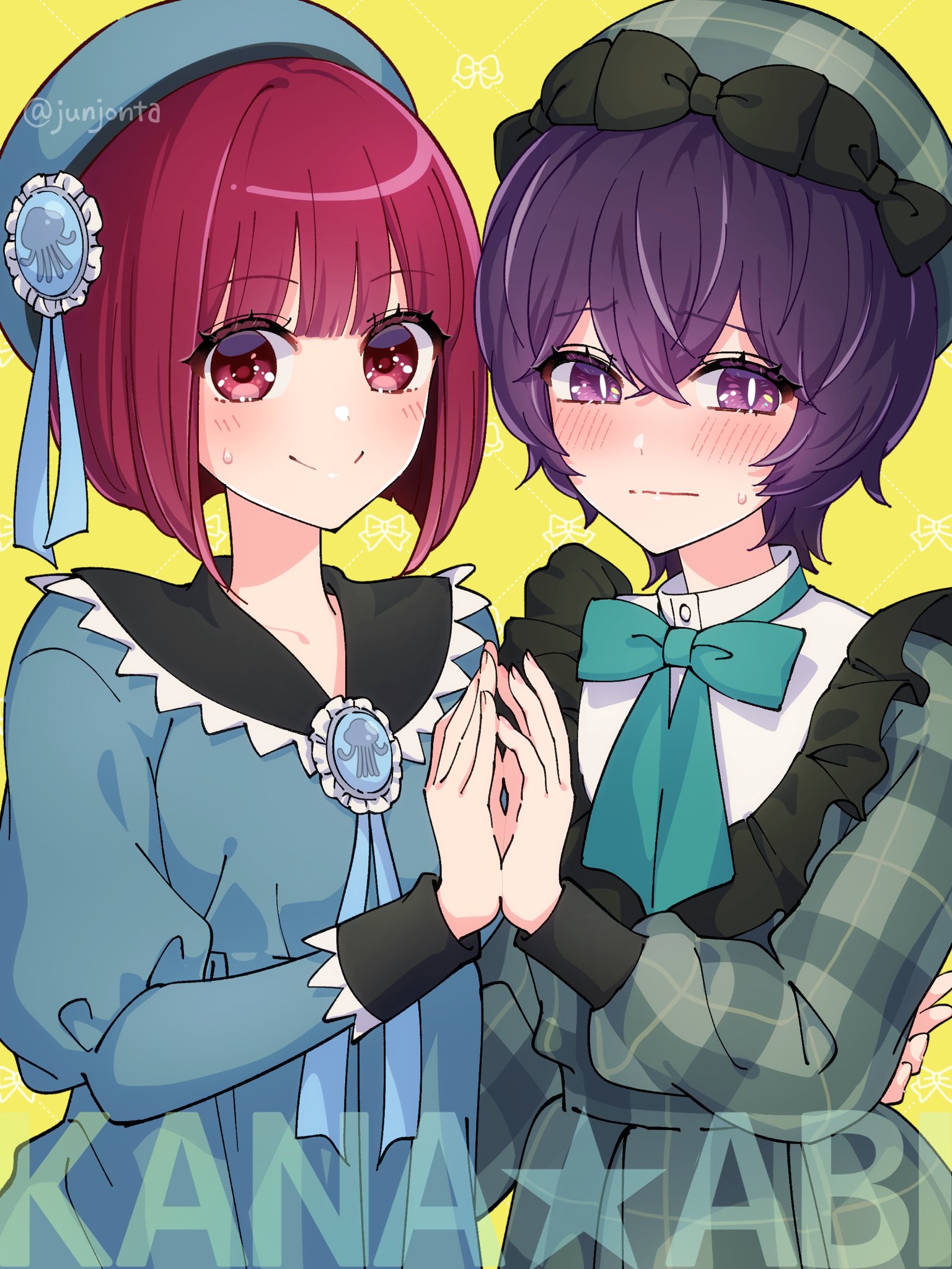 The Big ImageBoard (TBIB) - 2girls aqua bow aqua bowtie aqua dress aqua hat arima kana beret ...