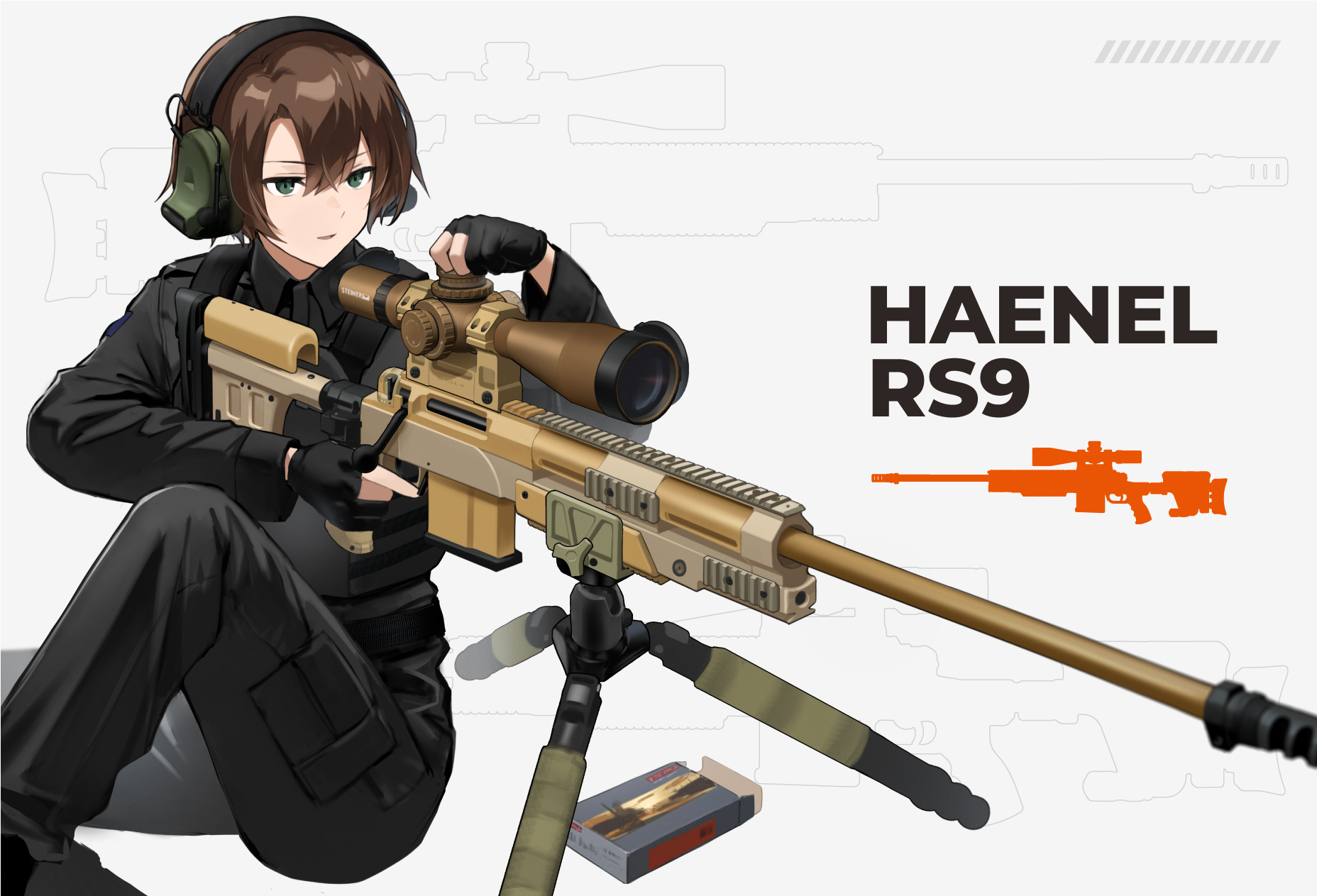 The Big ImageBoard (TBIB) - 1girl black gloves black pants black shirt bolt action box brown ...