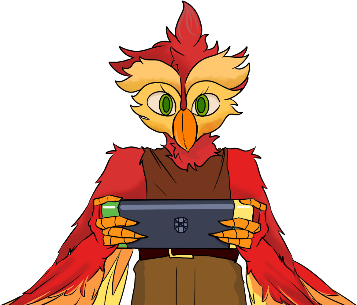The Big ImageBoard (TBIB) - anthro avian beak belt bird clothing feathers green eyes holding ...