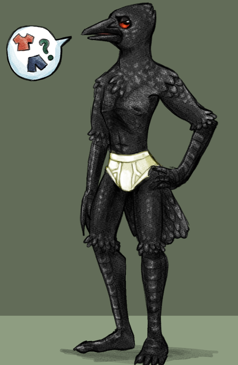 The Big ImageBoard (TBIB) - anthro avian beak bird black body black claws black feathers briefs ...