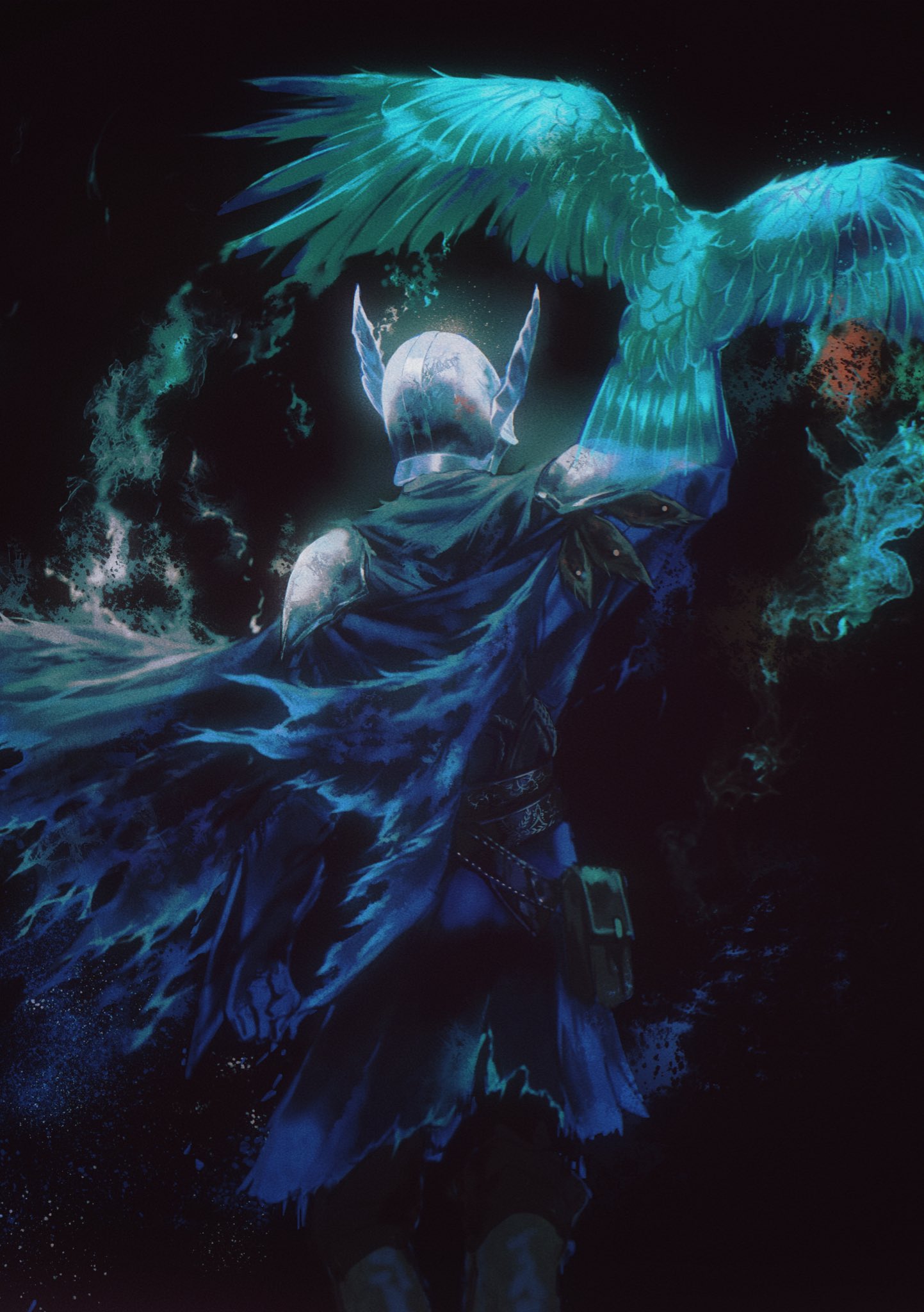 The Big ImageBoard (TBIB) - 1other belt bird black background blue cape ...