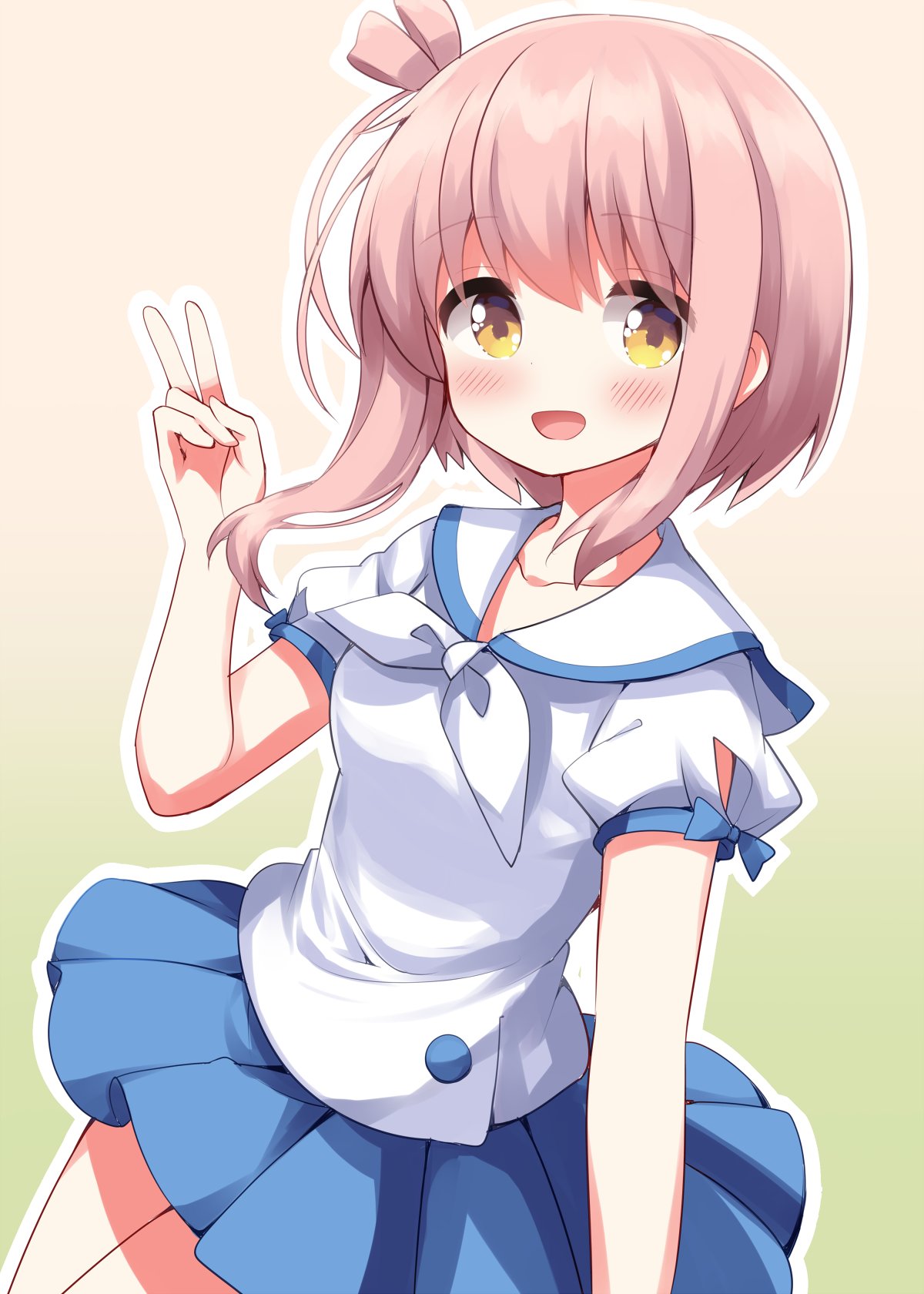 The Big ImageBoard (TBIB) - 1girl :d blue skirt blush collarbone ...