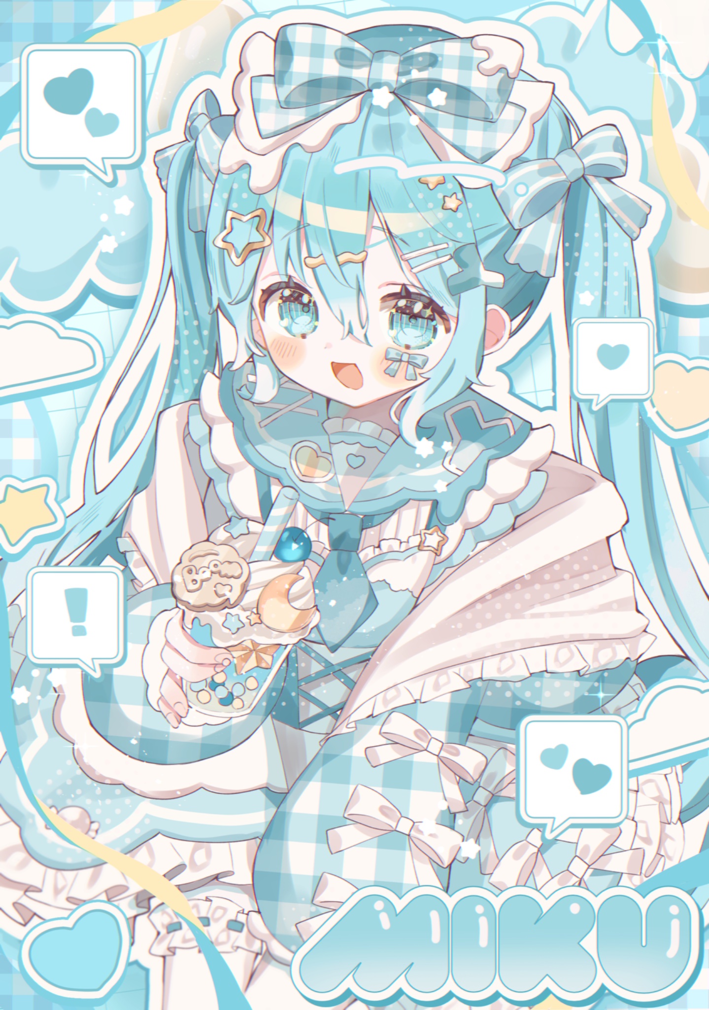 The Big ImageBoard (TBIB) - ! 1girl aqua bow aqua eyes aqua hair aqua theme bow character name ...