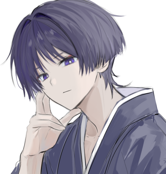 The Big ImageBoard (TBIB) - 1boy black hair black kimono black sleeves blunt ends bright pupils ...