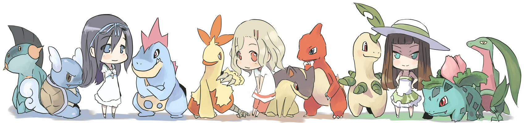 The Big ImageBoard (TBIB) - 3girls bayleef bow charmeleon chibi ...