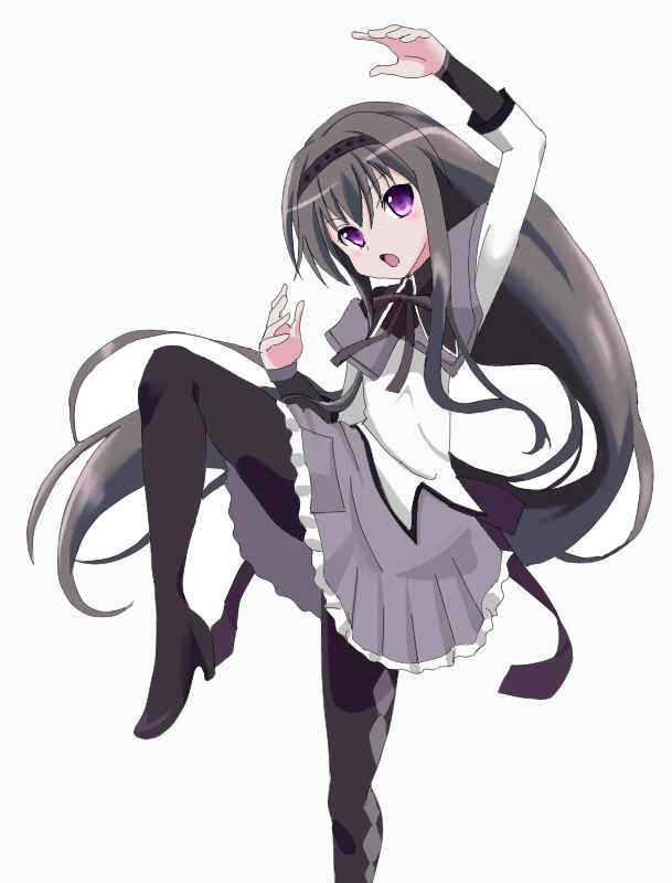 The Big Imageboard Tbib Akemi Homura Black Hair Grey Skirt Hairband