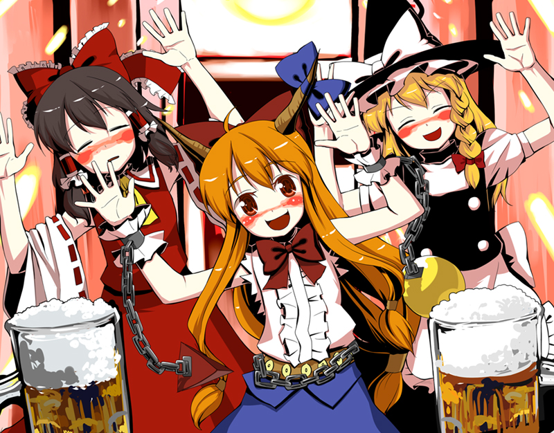 The Big ImageBoard (TBIB) - 3girls alcohol b-ginga beer black hair ...
