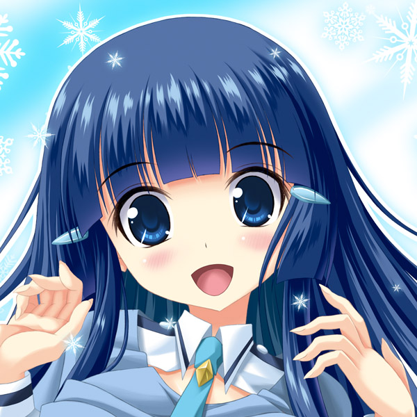 The Big ImageBoard (TBIB) - aoki reika blue blue background blue eyes blue hair blue neckwear ...