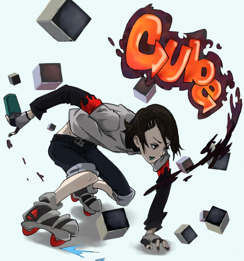 The Big ImageBoard (TBIB) - 1girl belt black hair cube cube (jsr) hair ...