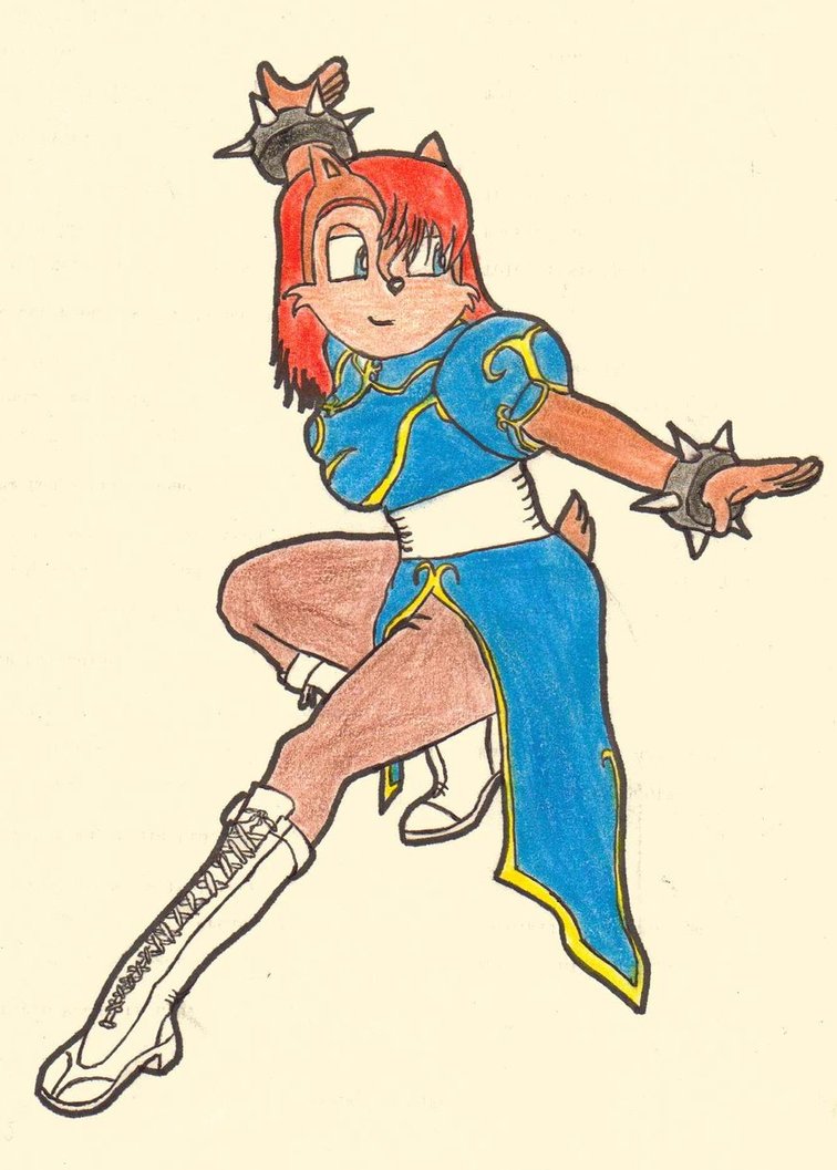 The Big Imageboard Tbib Bracers Chun Li Cosplay Female Sally Acorn