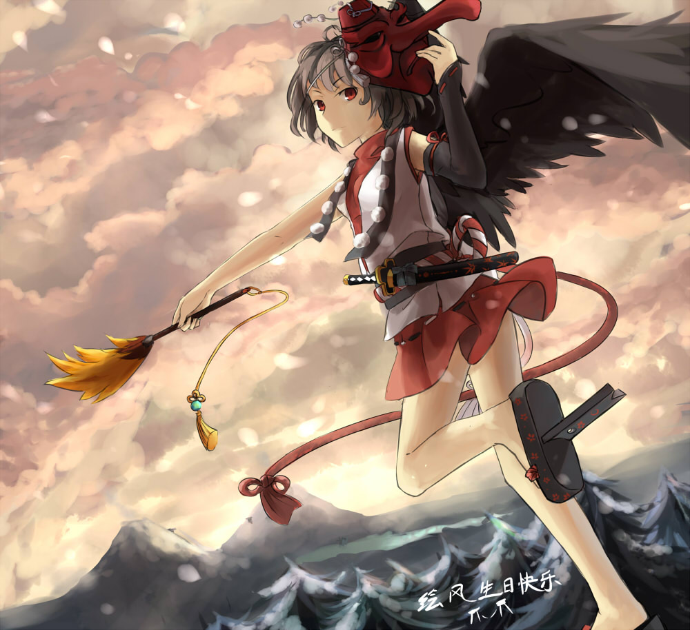 The Big ImageBoard (TBIB) - 1girl asymmetrical sleeves black hair black ...