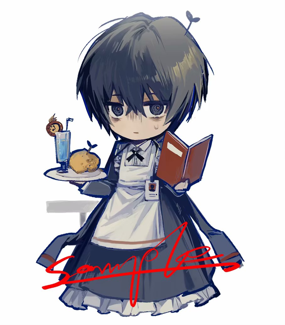 The Big ImageBoard (TBIB) - 1boy black coat black eyes black hair book chibi closed mouth coat ...