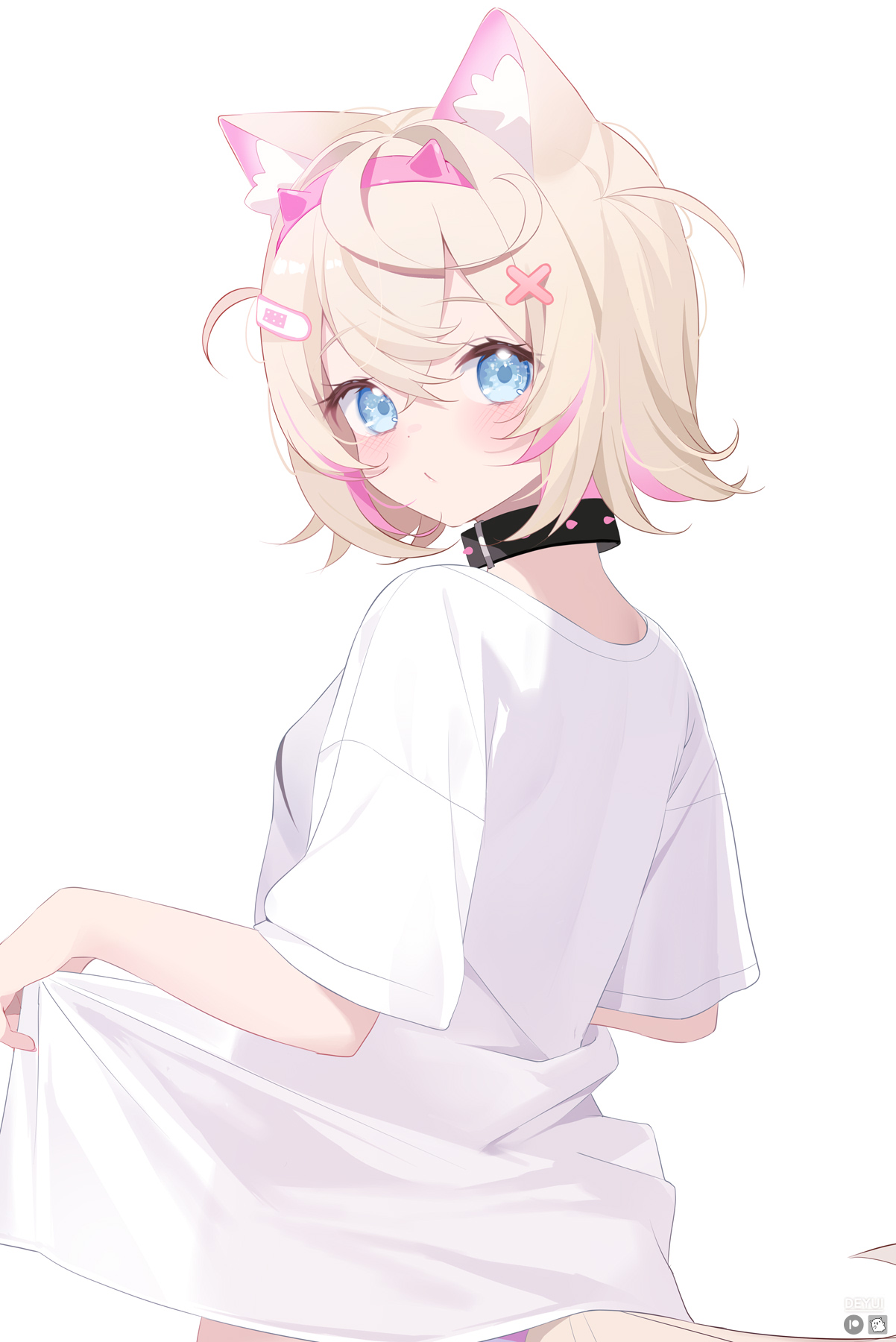 The Big ImageBoard (TBIB) - 1girl animal ears bandaid bandaid hair ornament black collar blonde ...