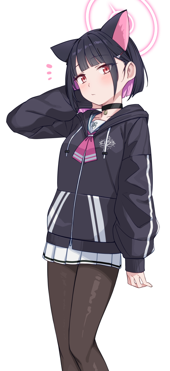 The Big ImageBoard (TBIB) - 1girl animal ears arm behind head black choker black hair black ...