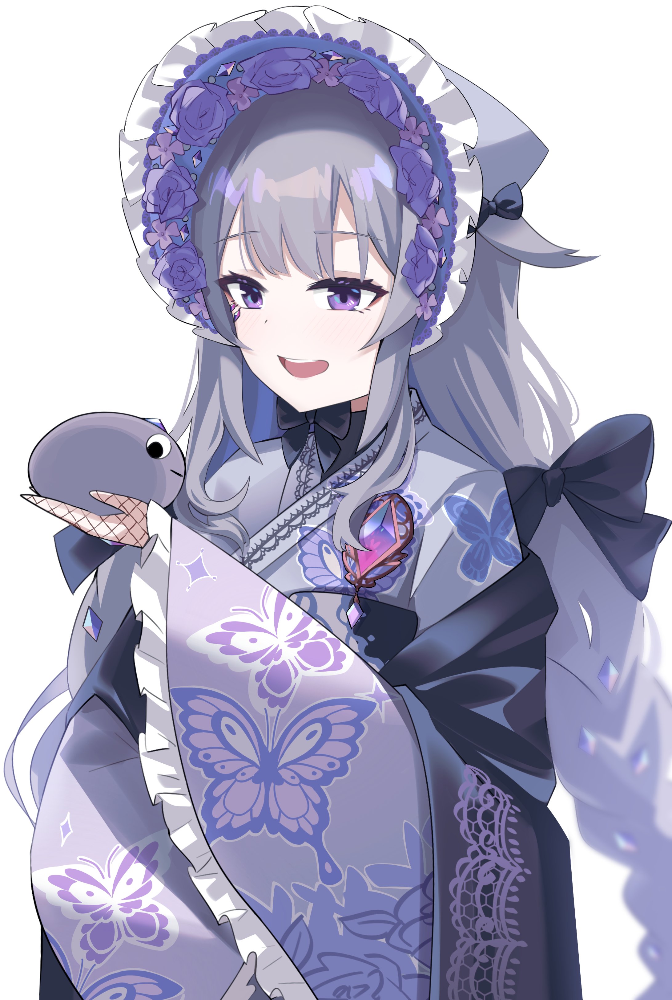 The Big ImageBoard (TBIB) - 1girl :d absurdres animal print blue bow blue bowtie blue hat blue ...