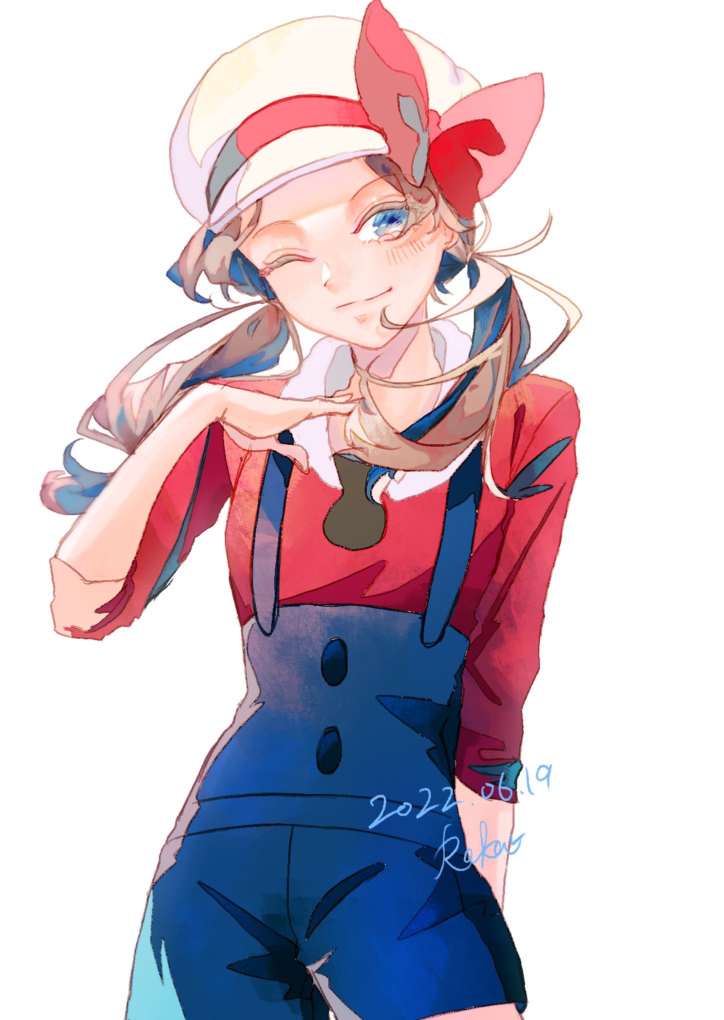 The Big ImageBoard (TBIB) - 1girl ;) blue eyes blue overalls blush bow ...
