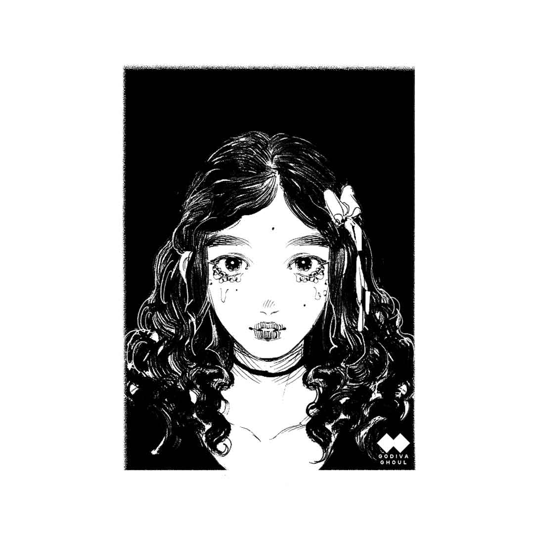 The Big ImageBoard (TBIB) - 1girl artist logo artist name black background black eyes black lips ...