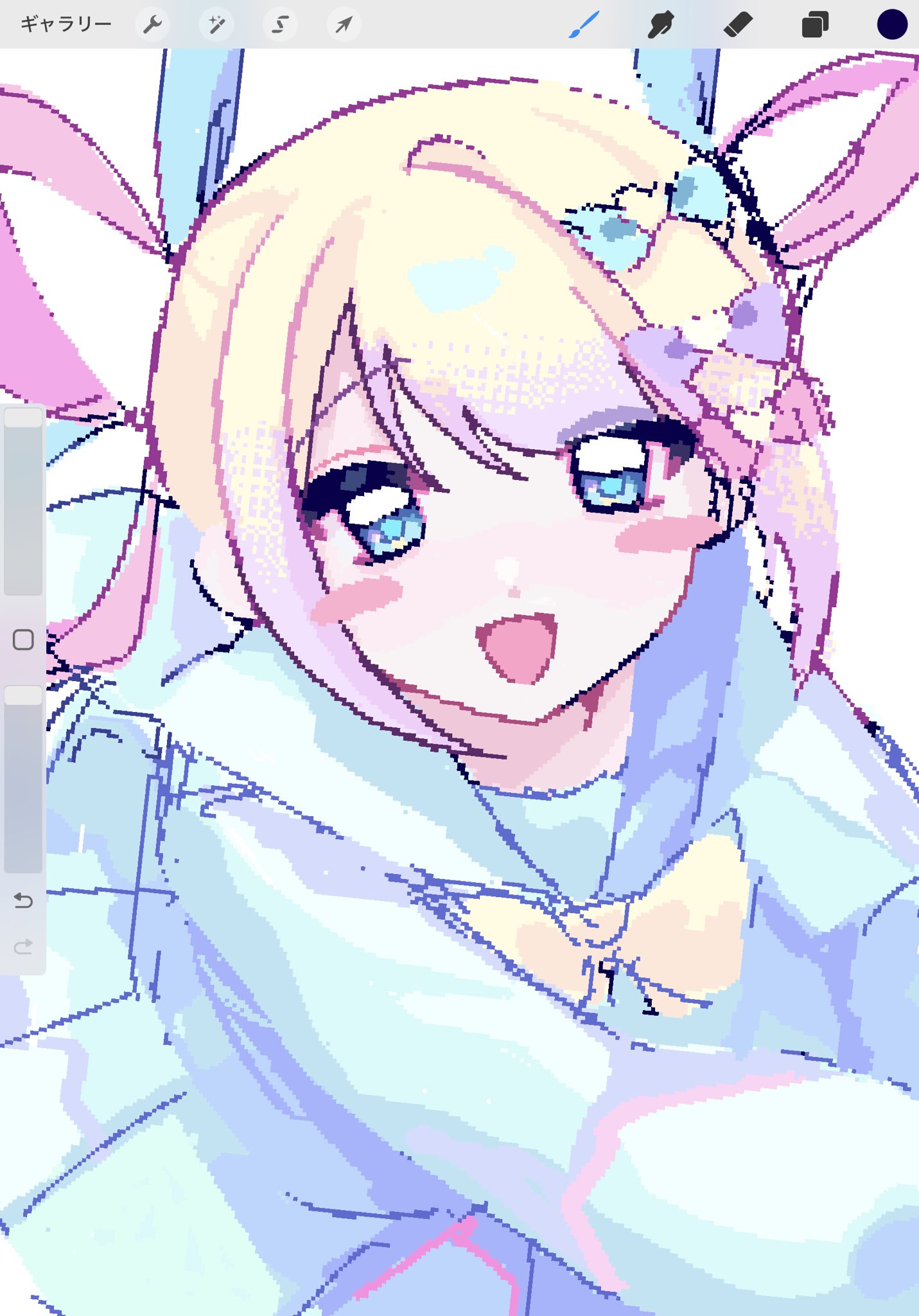 The Big ImageBoard (TBIB) - 1girl art program in frame blonde hair blue bow blue eyes blue hair ...