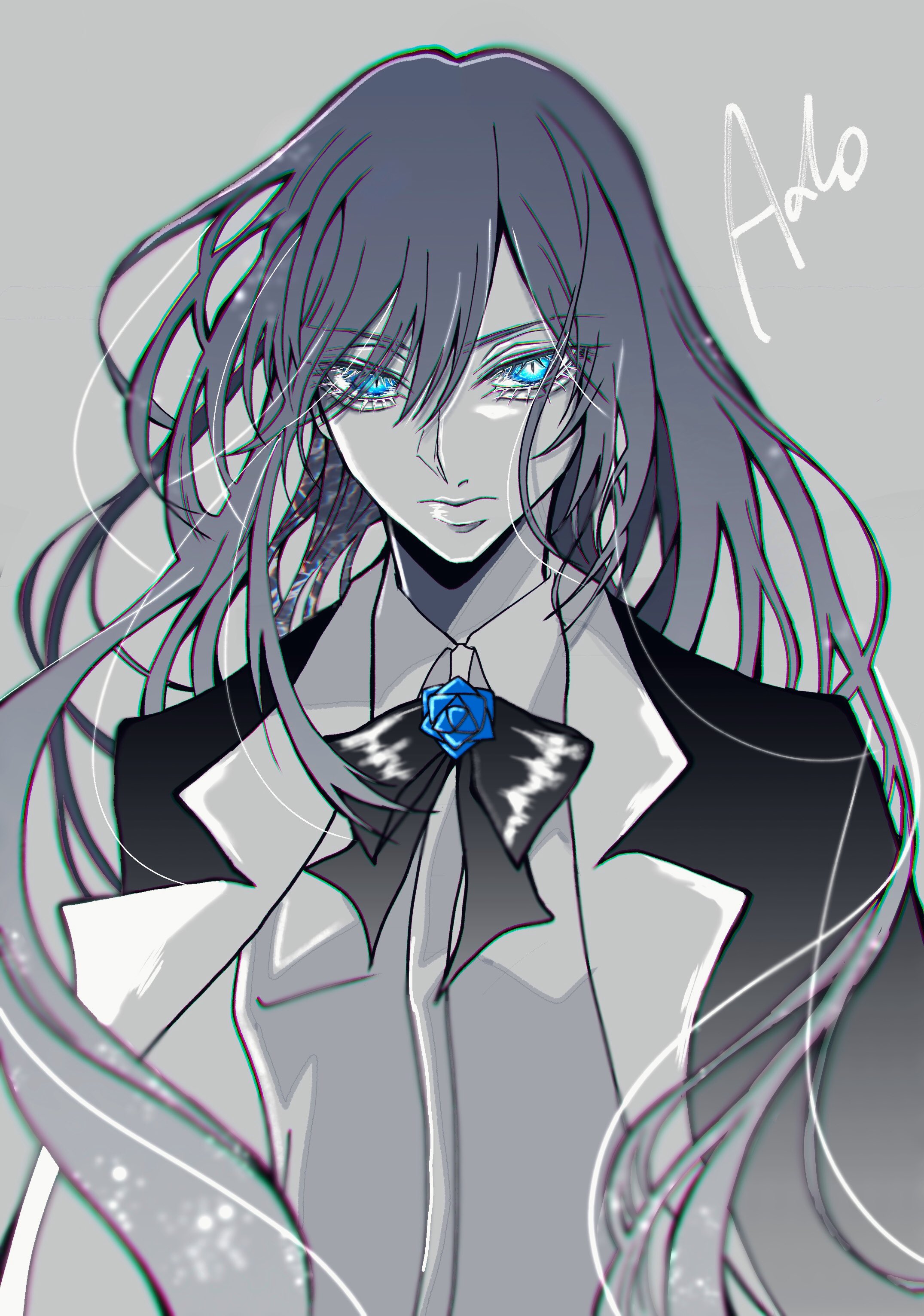 The Big ImageBoard (TBIB) - 1girl absurdres ado (utaite) black bow black bowtie black coat blue ...