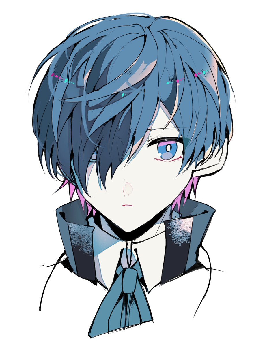 The Big ImageBoard (TBIB) - 1boy blue eyes blue hair blue ribbon ...