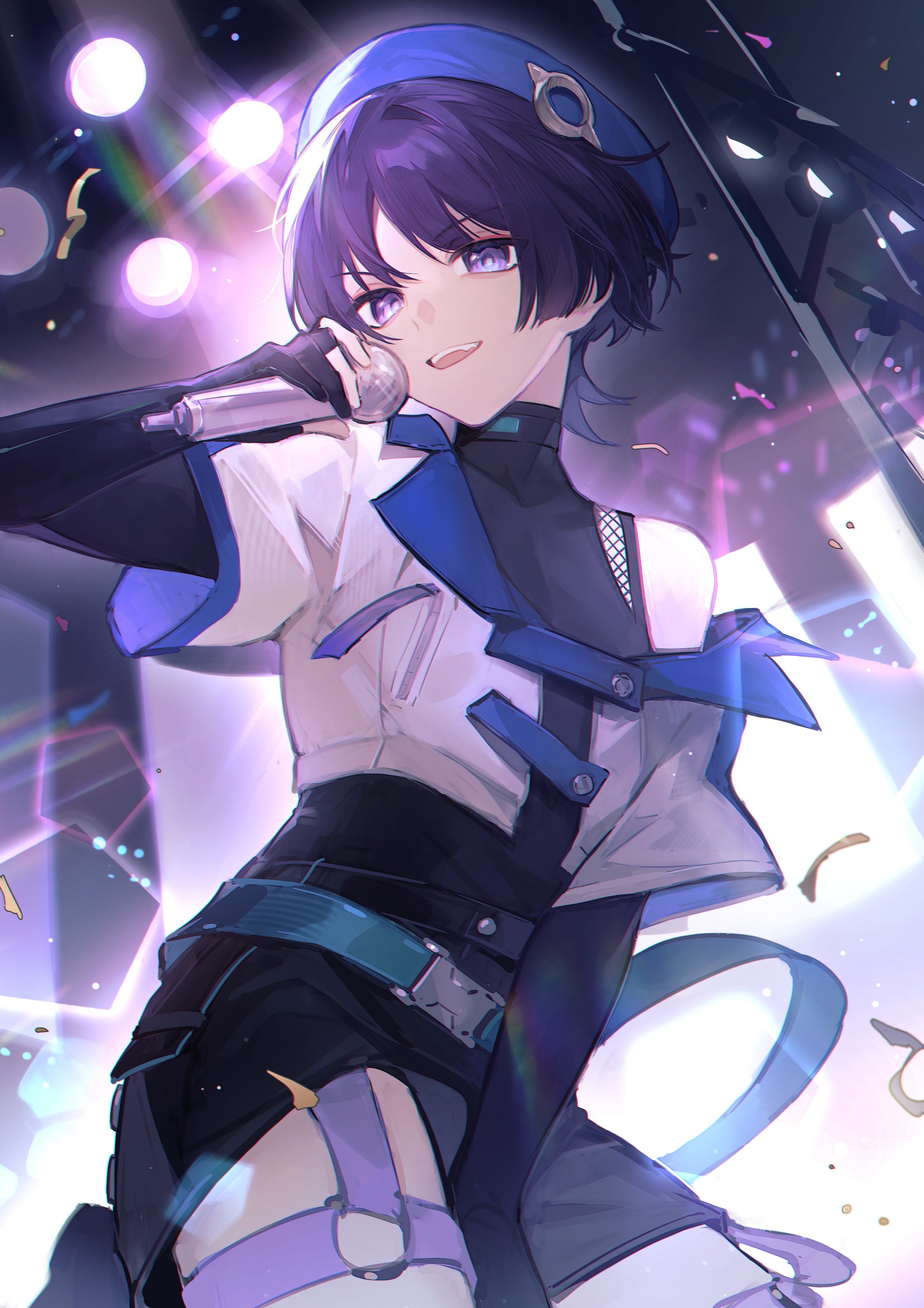 The Big ImageBoard (TBIB) - 1boy absurdres alternate costume aqua belt belt buckle beret black ...