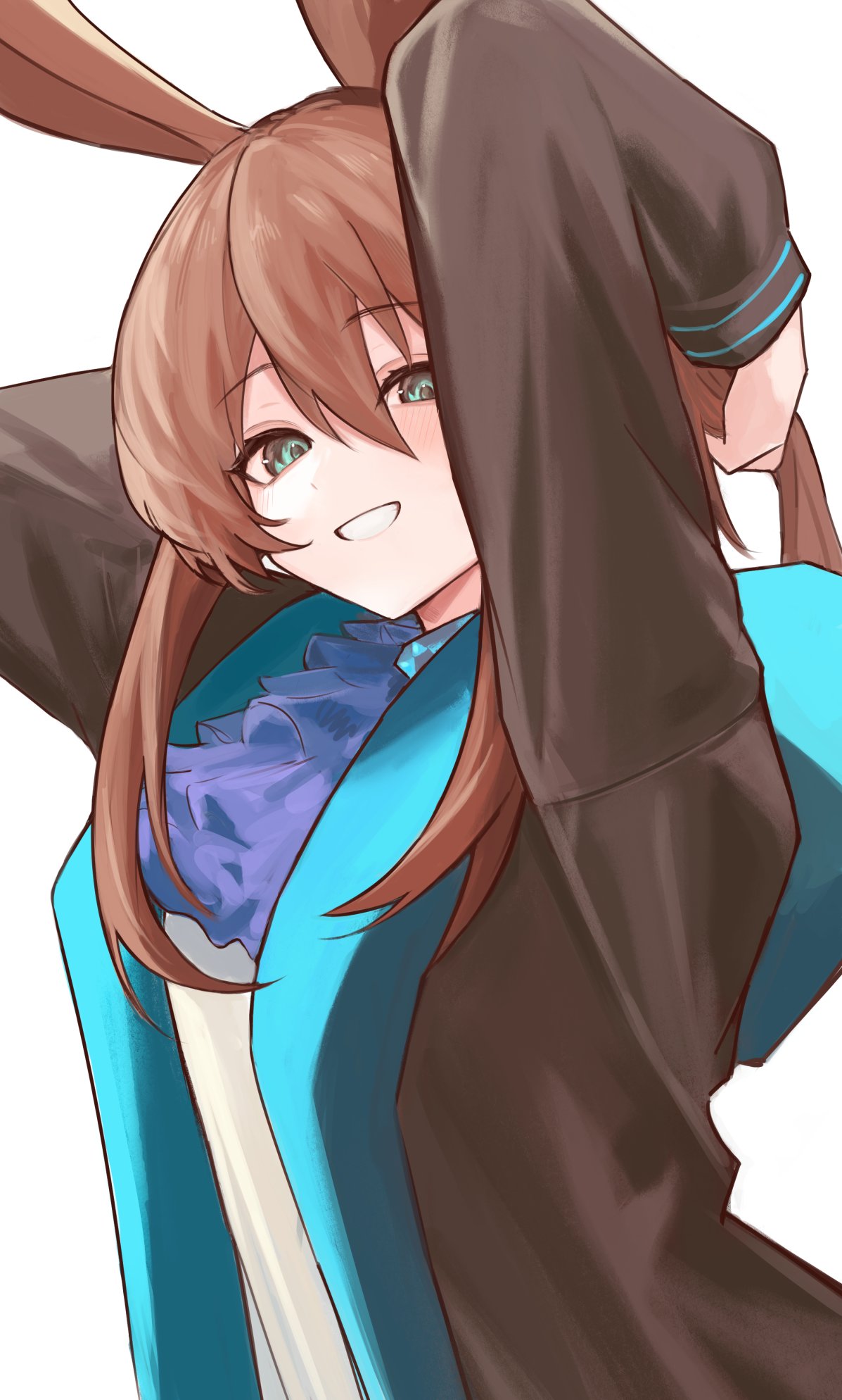 The Big ImageBoard (TBIB) - 1girl :d amiya (arknights) animal ears arknights arms behind head ...