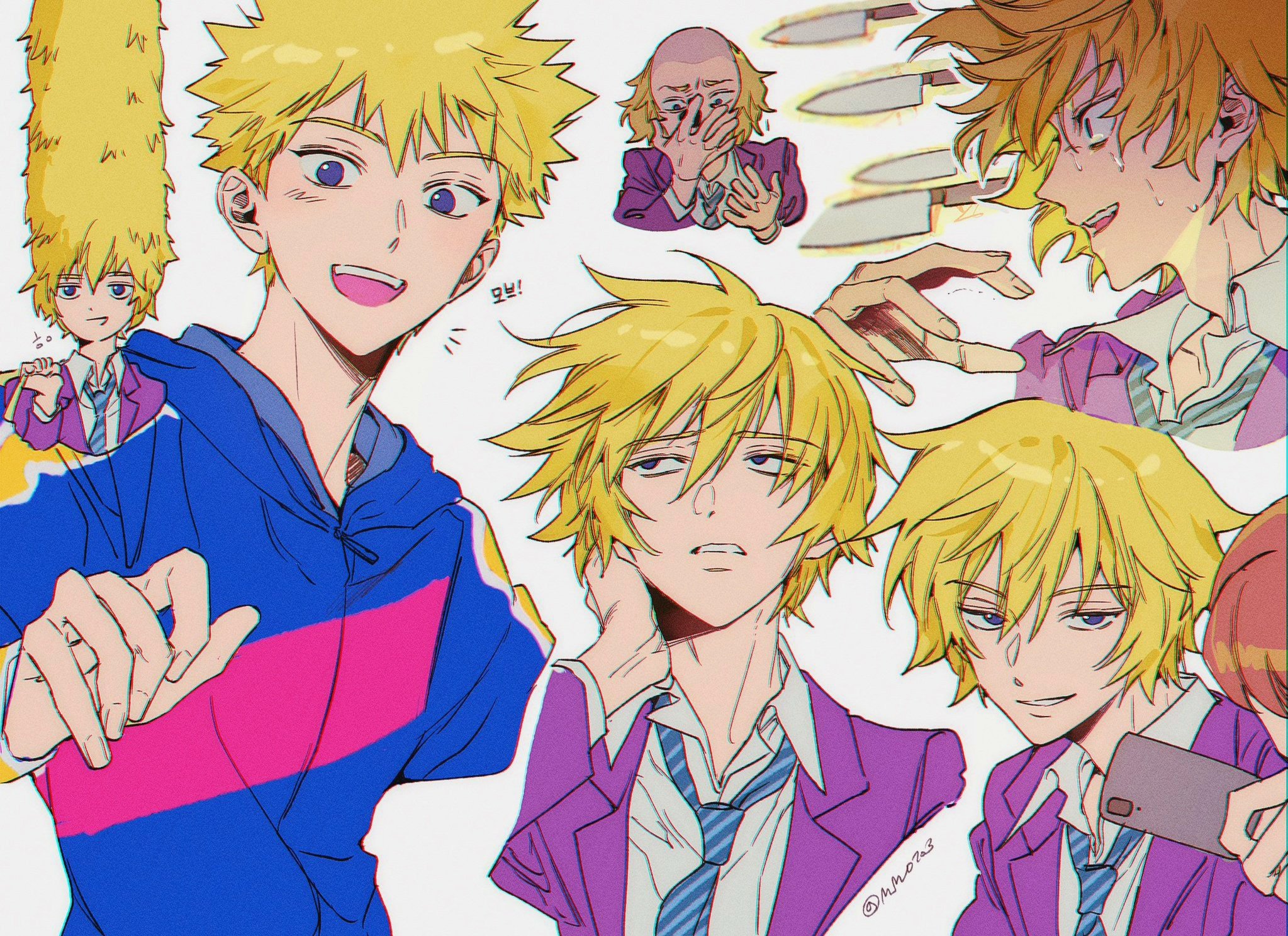 The Big ImageBoard (TBIB) - 1boy bald blonde hair blue eyes blue jacket ...