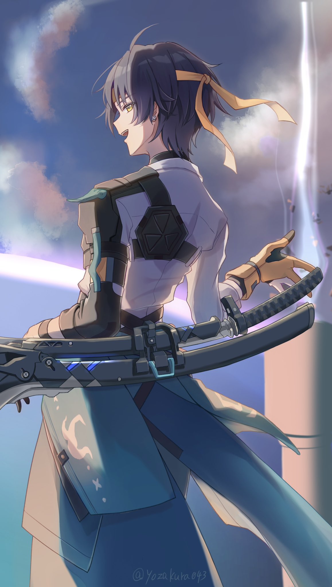 The Big ImageBoard (TBIB) - 1boy asaba harumasa asymmetrical gloves black choker black hair ...