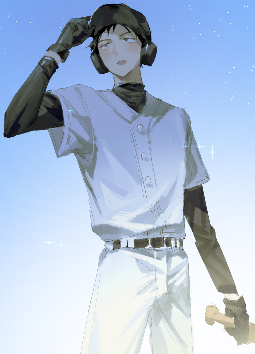 The Big ImageBoard (TBIB) - 1boy abe takaya adjusting clothes adjusting headwear baseball bat ...