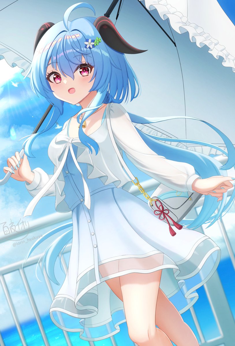 The Big ImageBoard (TBIB) - 1girl :o ahoge alternate costume bag blue ...