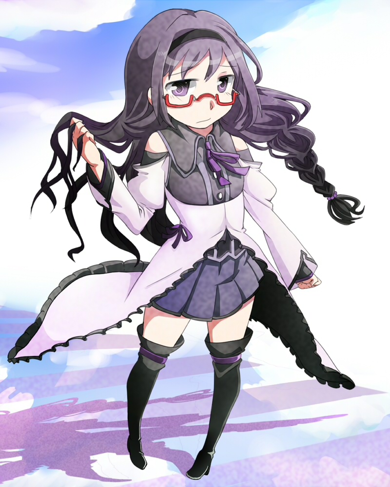 The Big Imageboard Tbib Akemi Homura Black Hair Boots Braid Braids