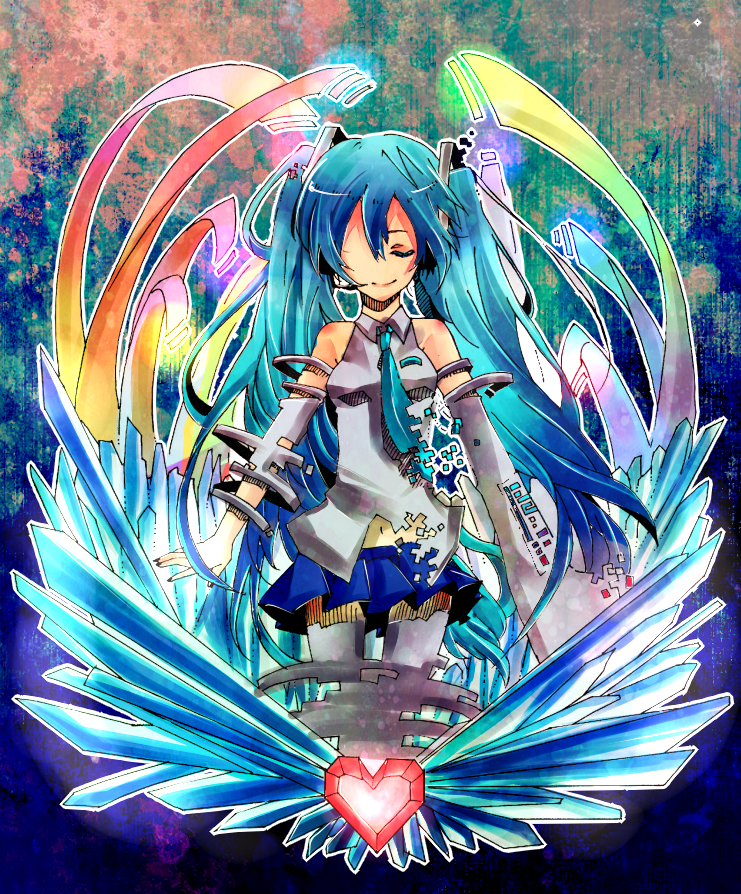 The Big Imageboard Tbib Closed Eyes Digital Dissolve Hatsune Miku
