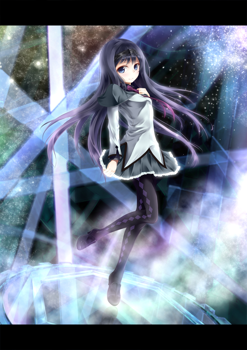 The Big Imageboard Tbib 1girl Akemi Homura Black Hair Black Legwear