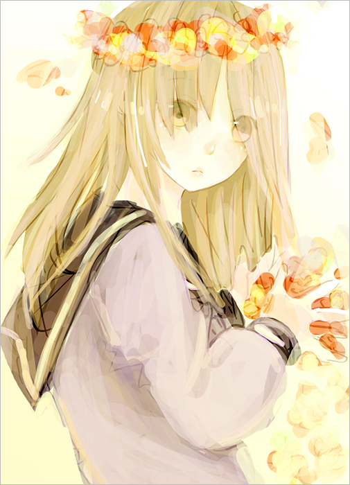 The Big Imageboard Tbib Bad Id Bad Pixiv Id Blonde Hair Flower Head