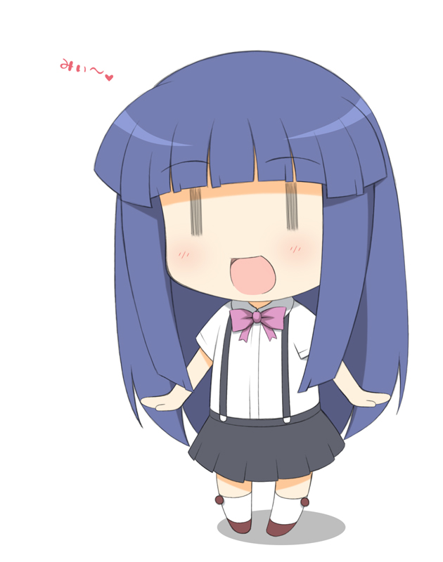 The Big ImageBoard (TBIB) - 1girl :d blue hair blush bow bowtie chibi ...