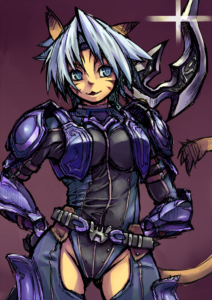 The Big ImageBoard (TBIB) - 1girl adventurer (ff11) animal ears arm guards armor ass visible ...