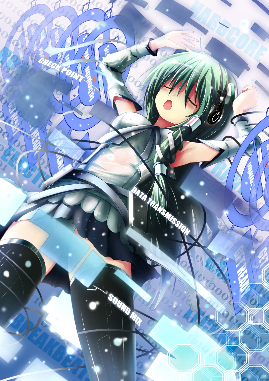 The Big ImageBoard (TBIB) - 1girl bad id bad pixiv id green panties headphones highres kochiya ...
