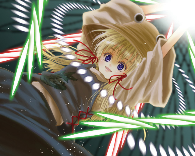 The Big Imageboard Tbib Arms Up Blonde Hair Blue Eyes Danmaku Dutch