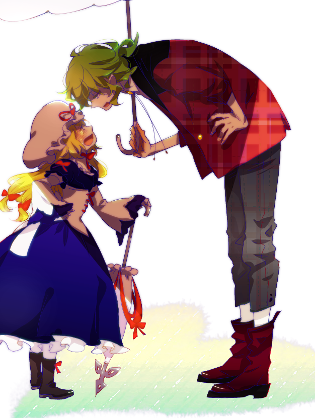 The Big Imageboard Tbib 1girl Alternate Costume Bent Over Blonde Hair Blue Skirt Blush Boots