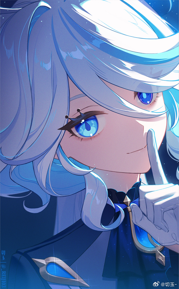 The Big ImageBoard (TBIB) - 1girl blue eyes blue gemstone blue hair blue pupils curly hair ...
