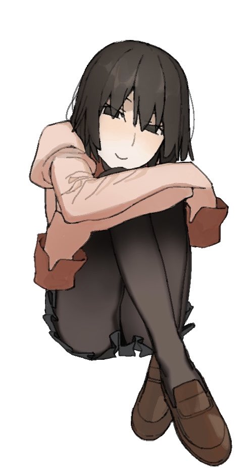 The Big ImageBoard (TBIB) - 1girl black eyes black hair black pantyhose black skirt blush brown ...
