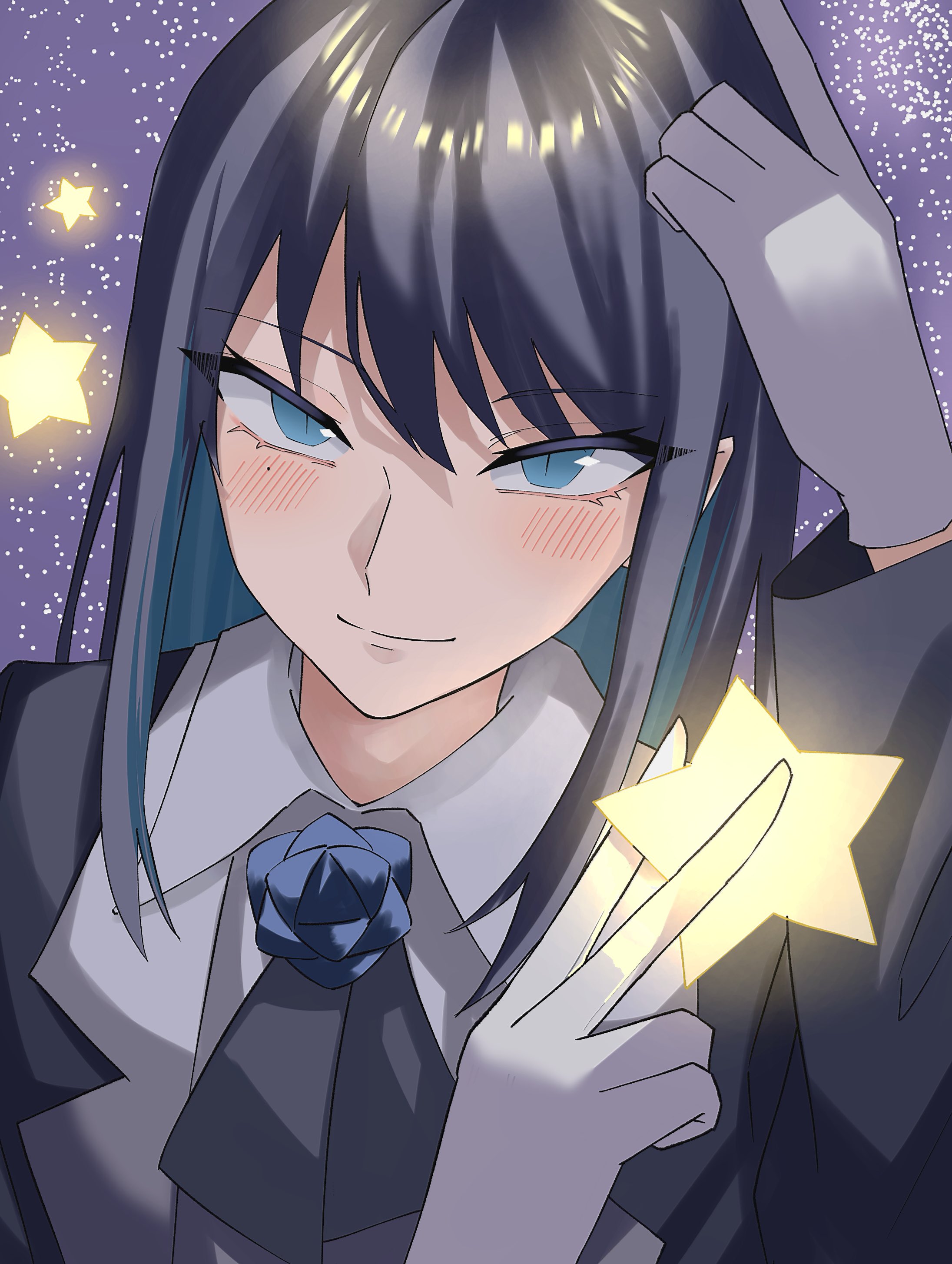 The Big ImageBoard (TBIB) - 1girl absurdres ado (utaite) black bow black bowtie black hair blue ...