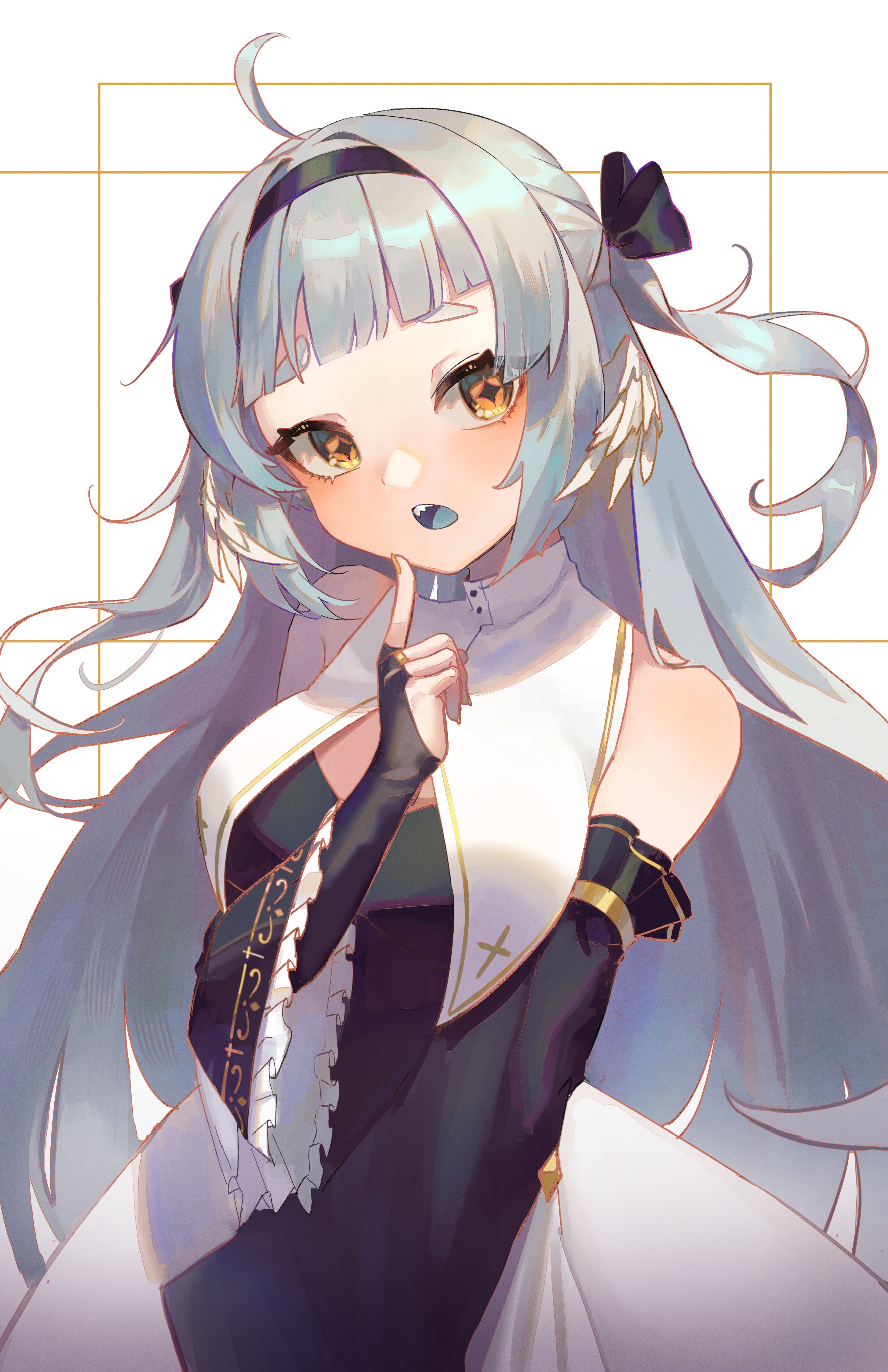 The Big ImageBoard (TBIB) - 1girl absurdres ahoge amai direct bare shoulders black dress black ...