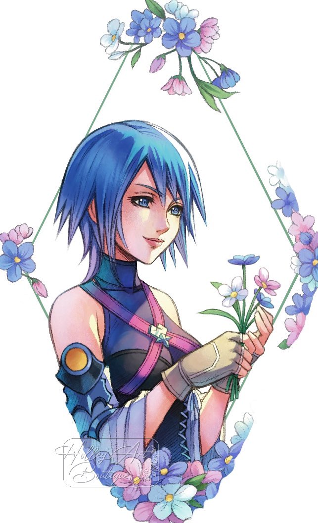 The Big ImageBoard (TBIB) - 1girl aqua (kingdom hearts) blue eyes blue flower blue hair bodysuit ...