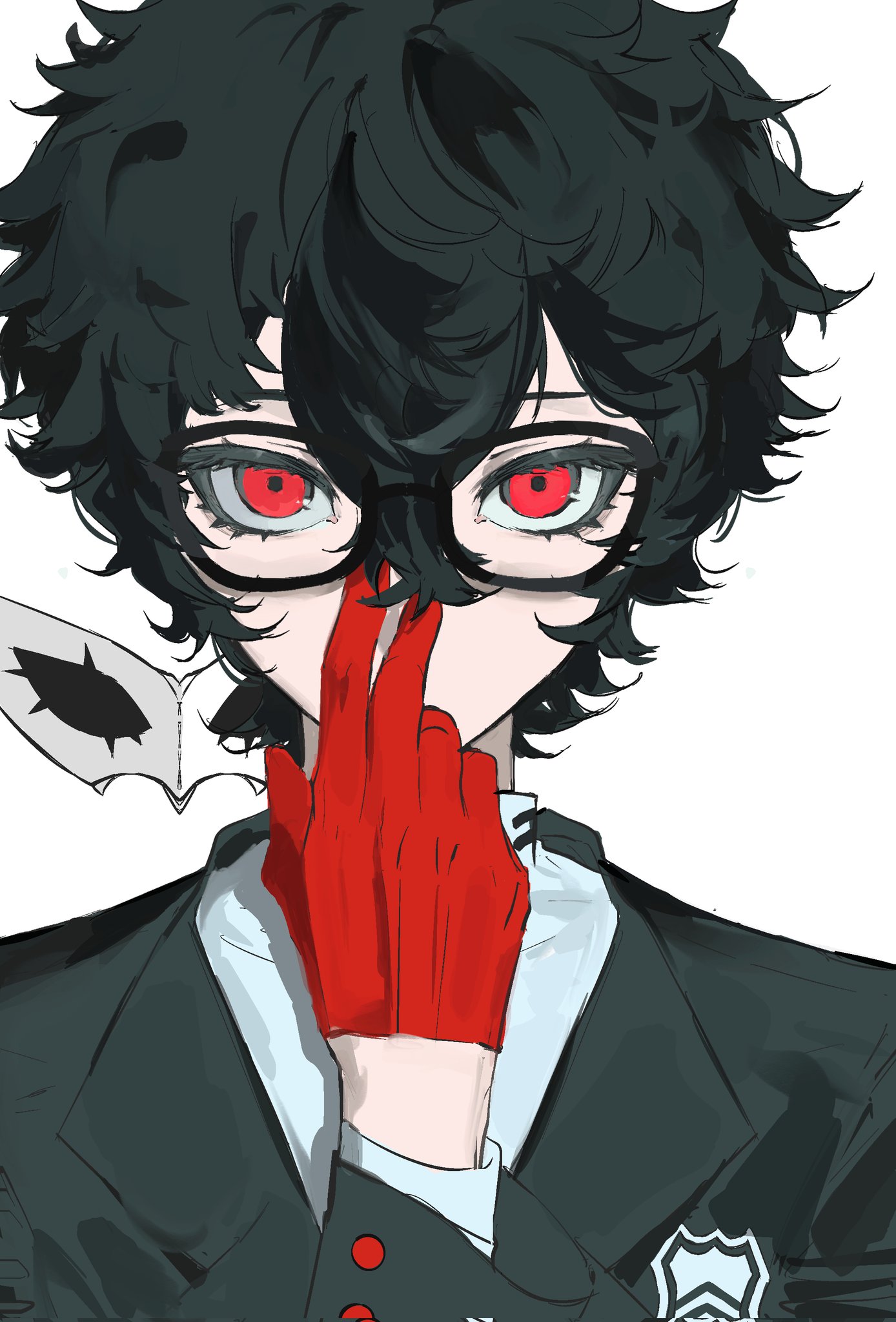 The Big ImageBoard (TBIB) - 1boy adjusting eyewear amamiya ren black-framed eyewear black hair ...