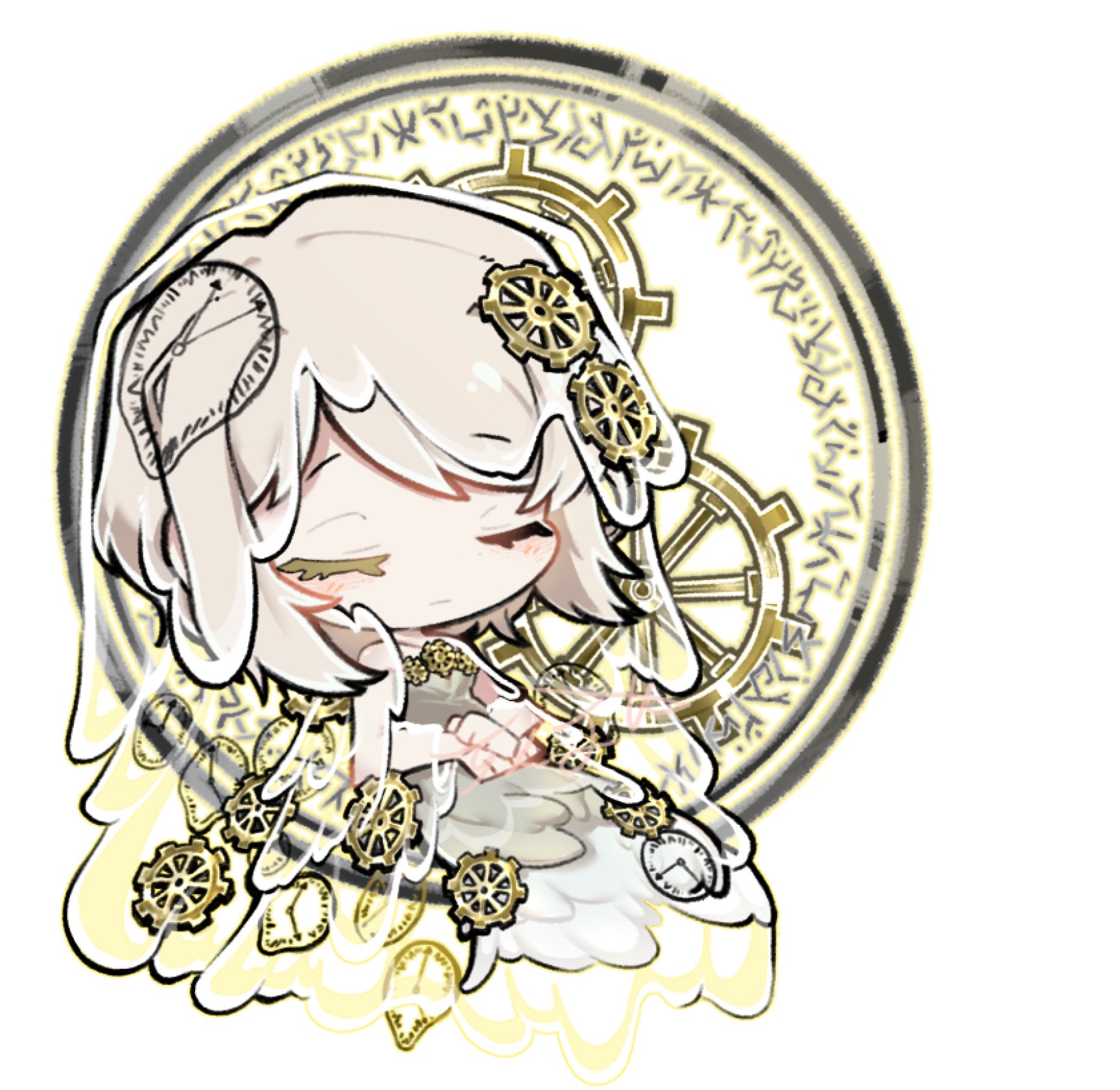 The Big ImageBoard (TBIB) - bare arms chibi clock closed eyes closed ...