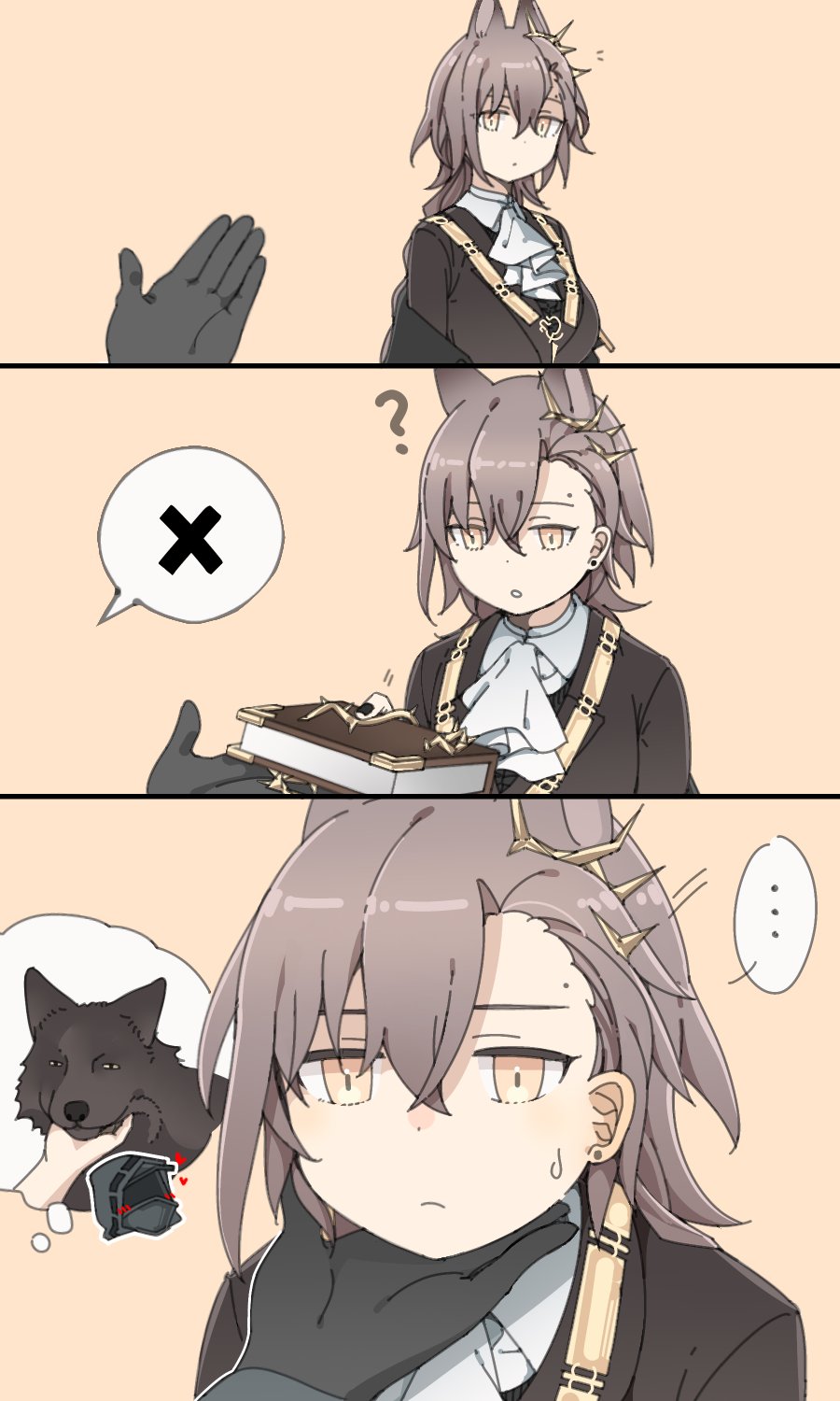 The Big ImageBoard (TBIB) - 1girl 1other ? ambiguous gender animal ears arknights ascot black ...