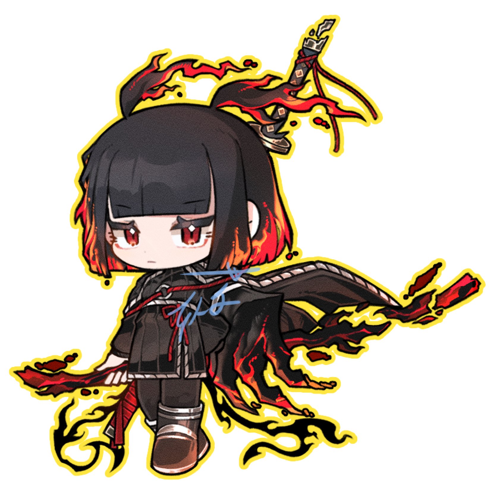 The Big ImageBoard (TBIB) - 1girl antenna hair black cape black dress black footwear black hair ...