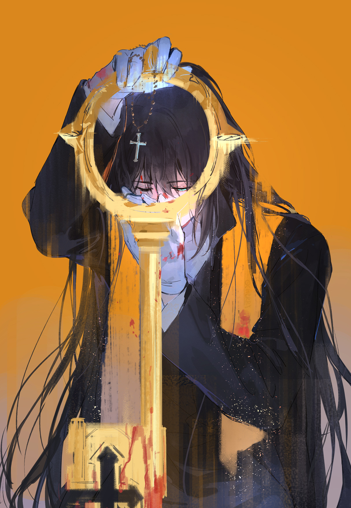 The Big ImageBoard (TBIB) - 1boy aqua eyes black coat black hair coat ...