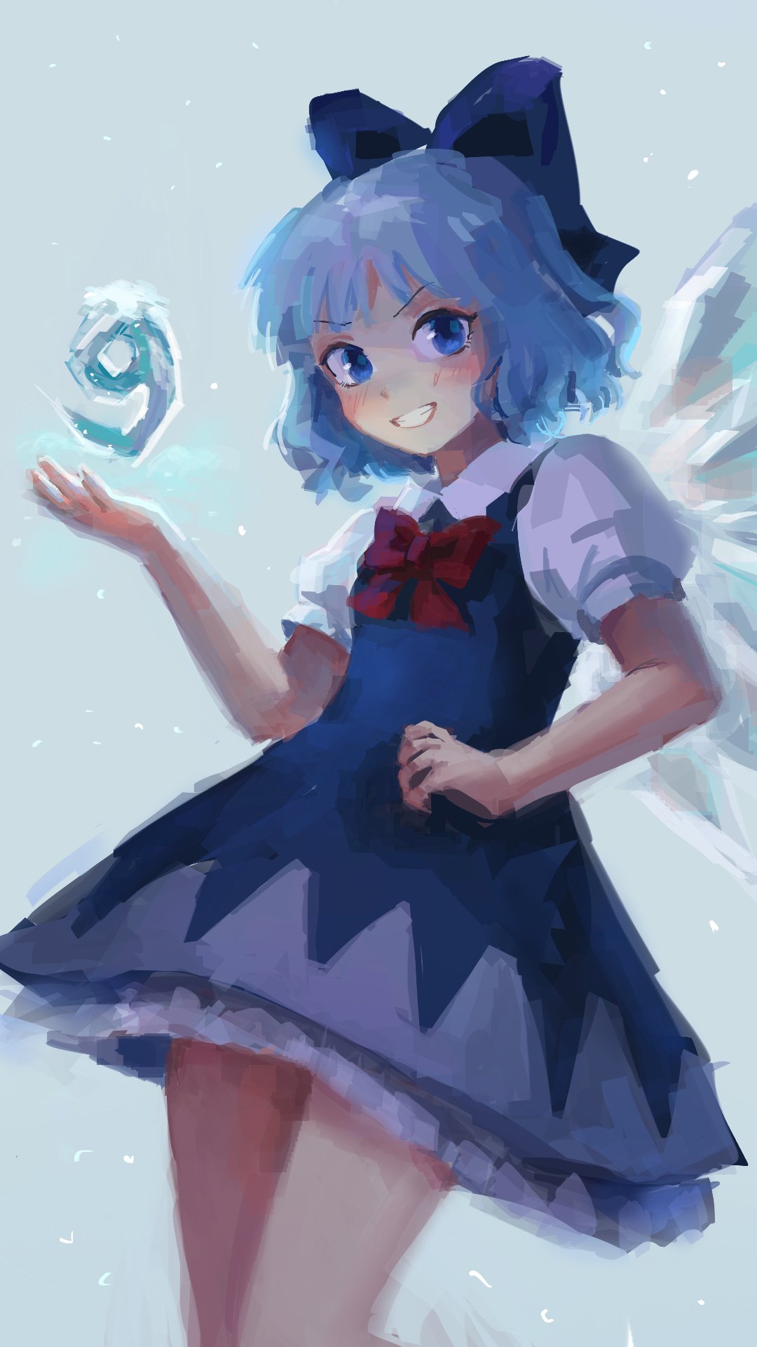 The Big ImageBoard (TBIB) - 1girl blue bow blue dress blue eyes blue hair blush bow bowtie cirno ...